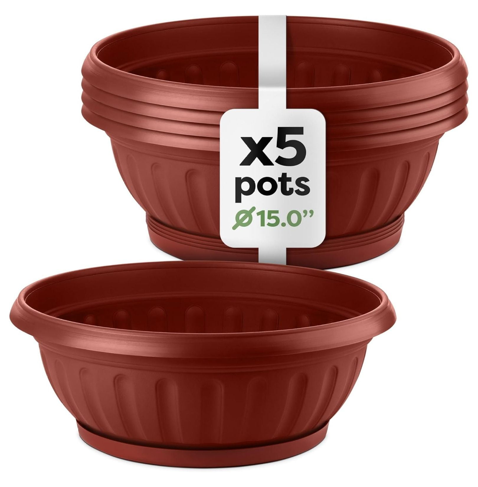Exlonjet Plant Pots Set of 5 | 15 Inches Garden Bowl Planter | Wide ...