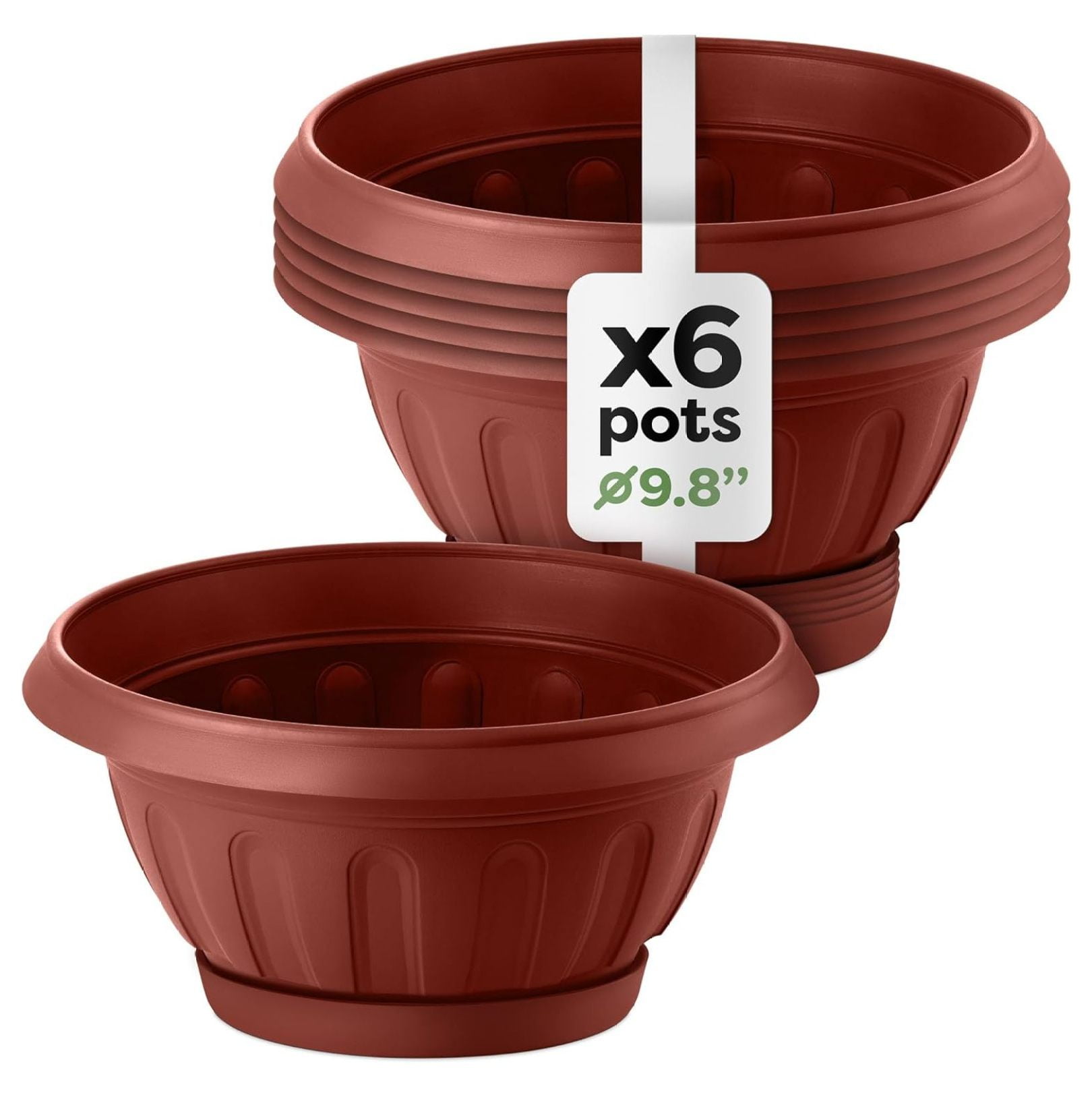 Exlonjet Plant Pots Set of 6 | 10 Inches Garden Bowl Planter | Wide ...