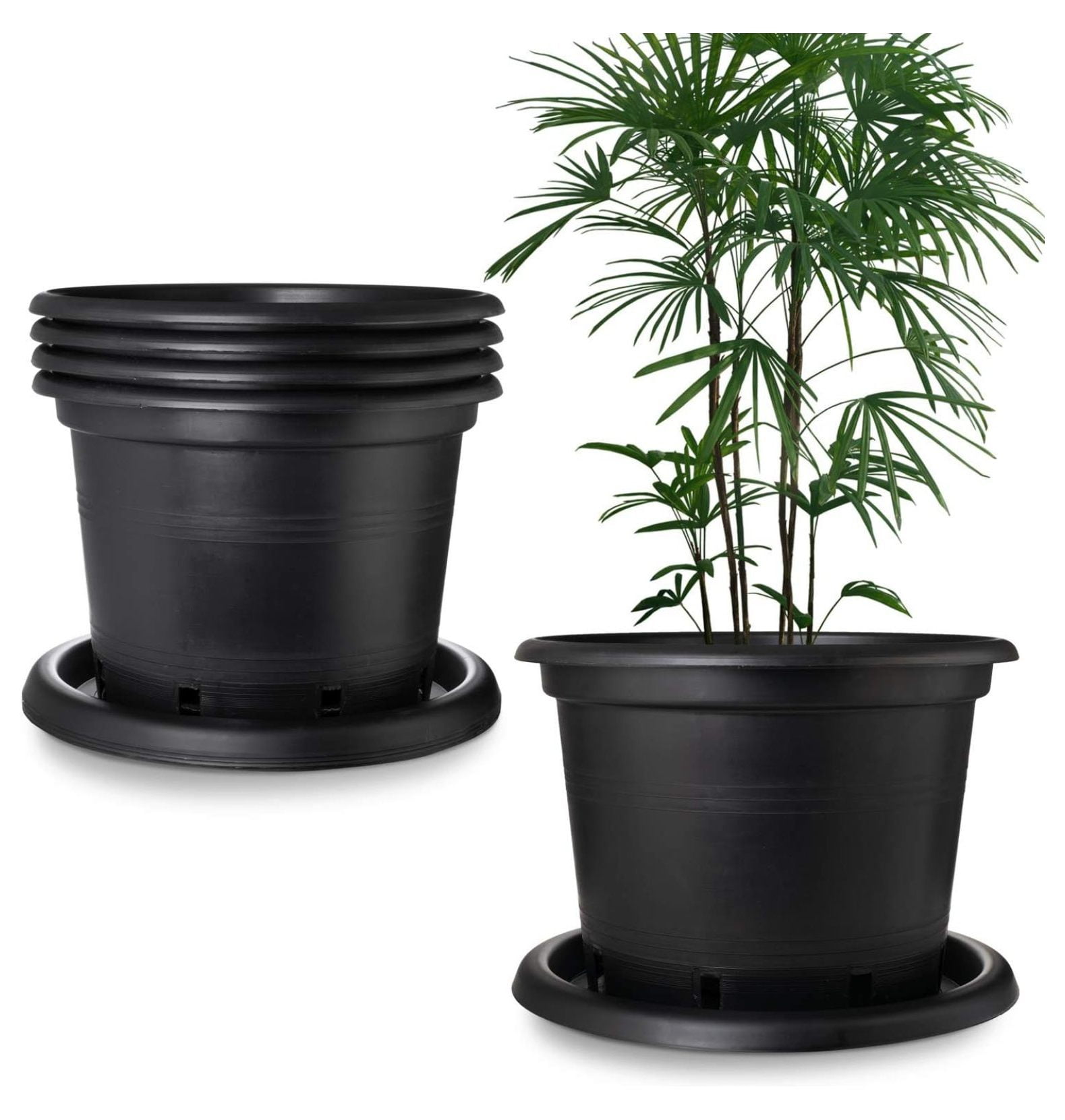Exlonjet Pots for Plants with Saucer – 5Pcs Nursery Plastic Pots ...