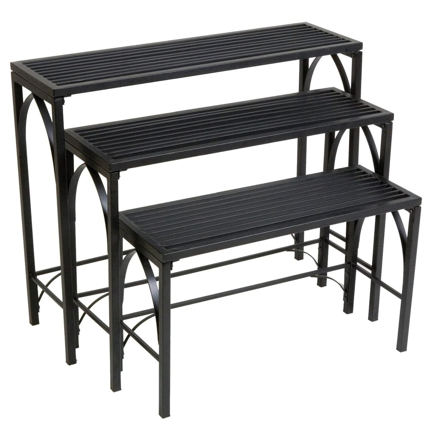 Exlonjet Products Gothic 3-Tier Nesting Plant Stand, Black - Walmart.com