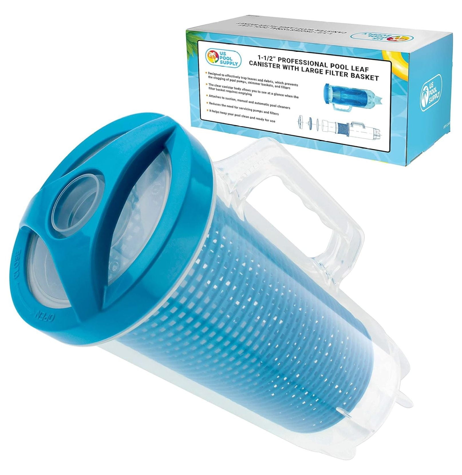 Exlonjet Professional in-line Pool Leaf Canister with Large Plastic ...