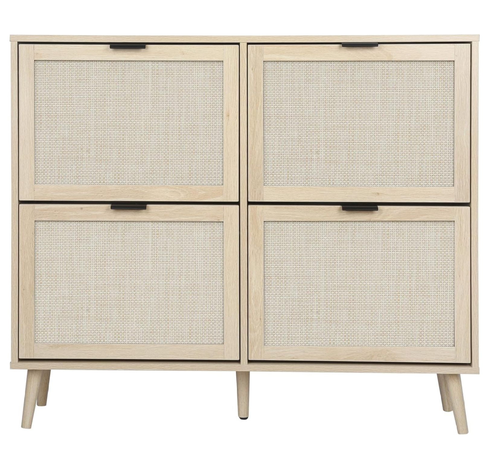 Exlonjet Rattan Shoe Cabinet with 4 Drawers, Modern Shoe Organizer ...