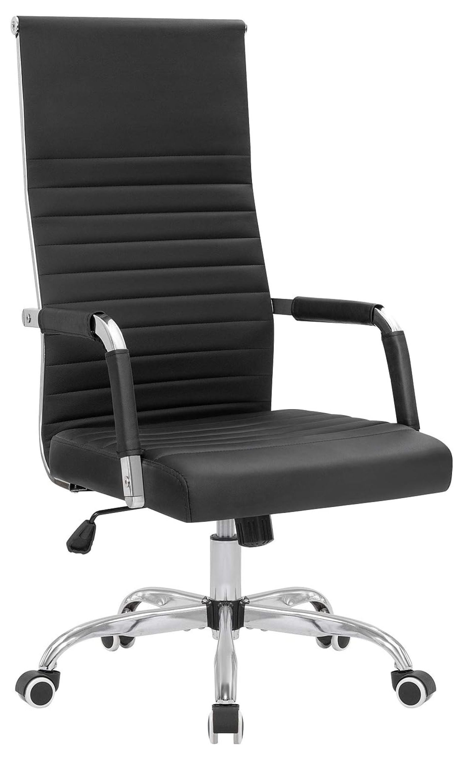 Exlonjet Ribbed Office Chair High Back PU Leather Desk Chair Adjustable ...