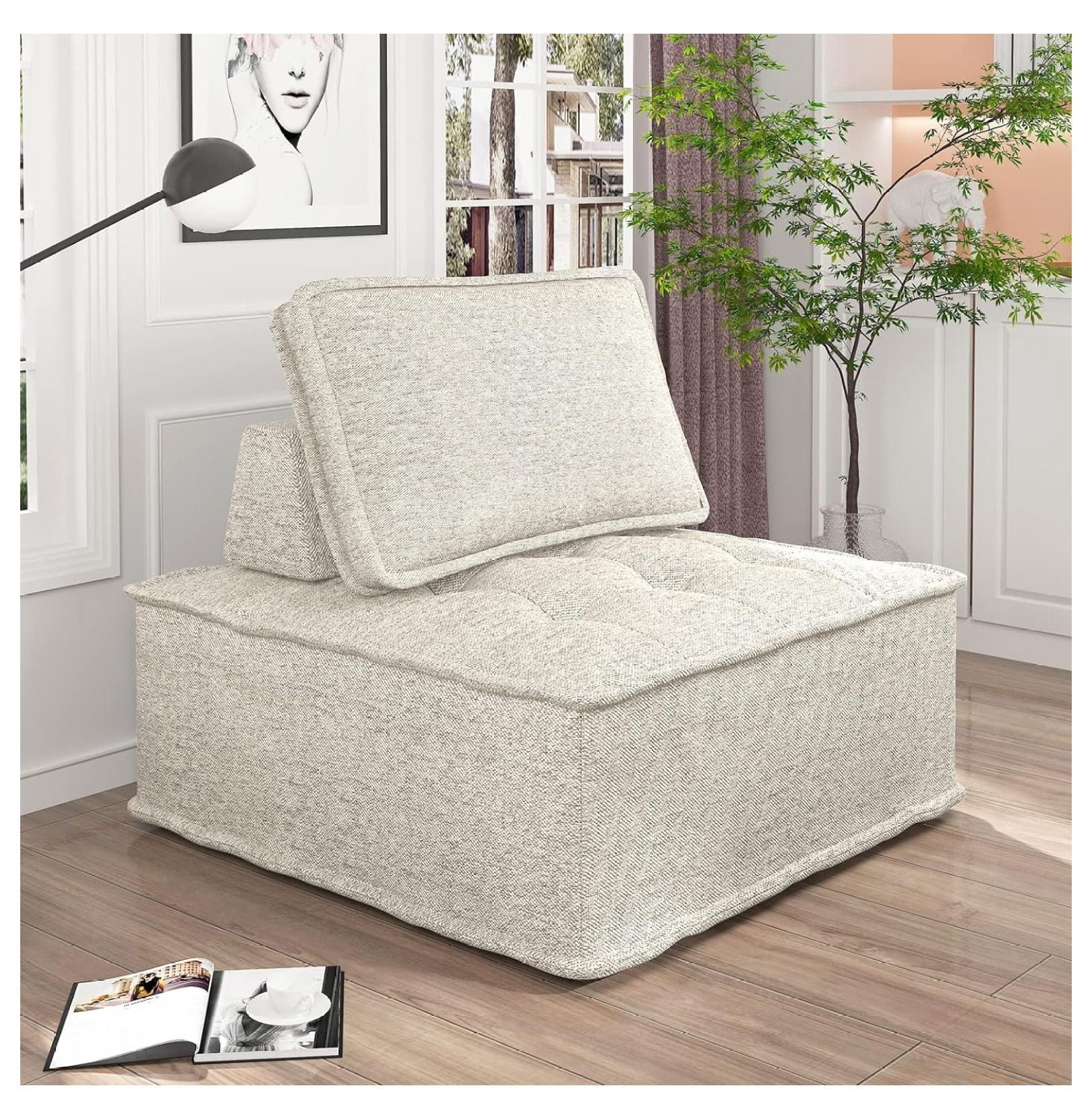 Exlonjet Single Armless Floor Sofa Chair, Modular Sofa with Removable ...