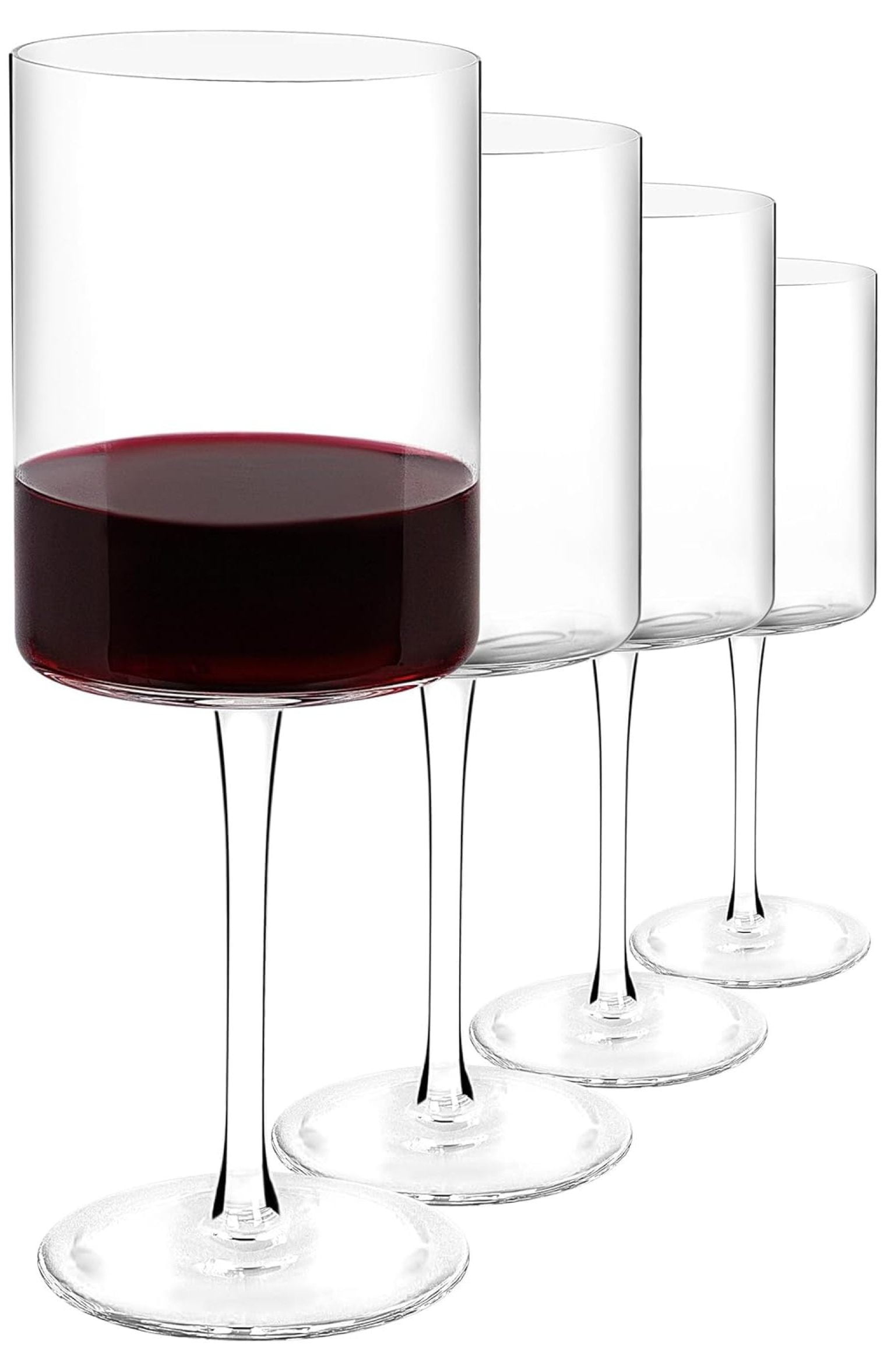 Exlonjet Square Wine Glasses Set of 4 - Unique 16oz Flat Bottom Wine ...