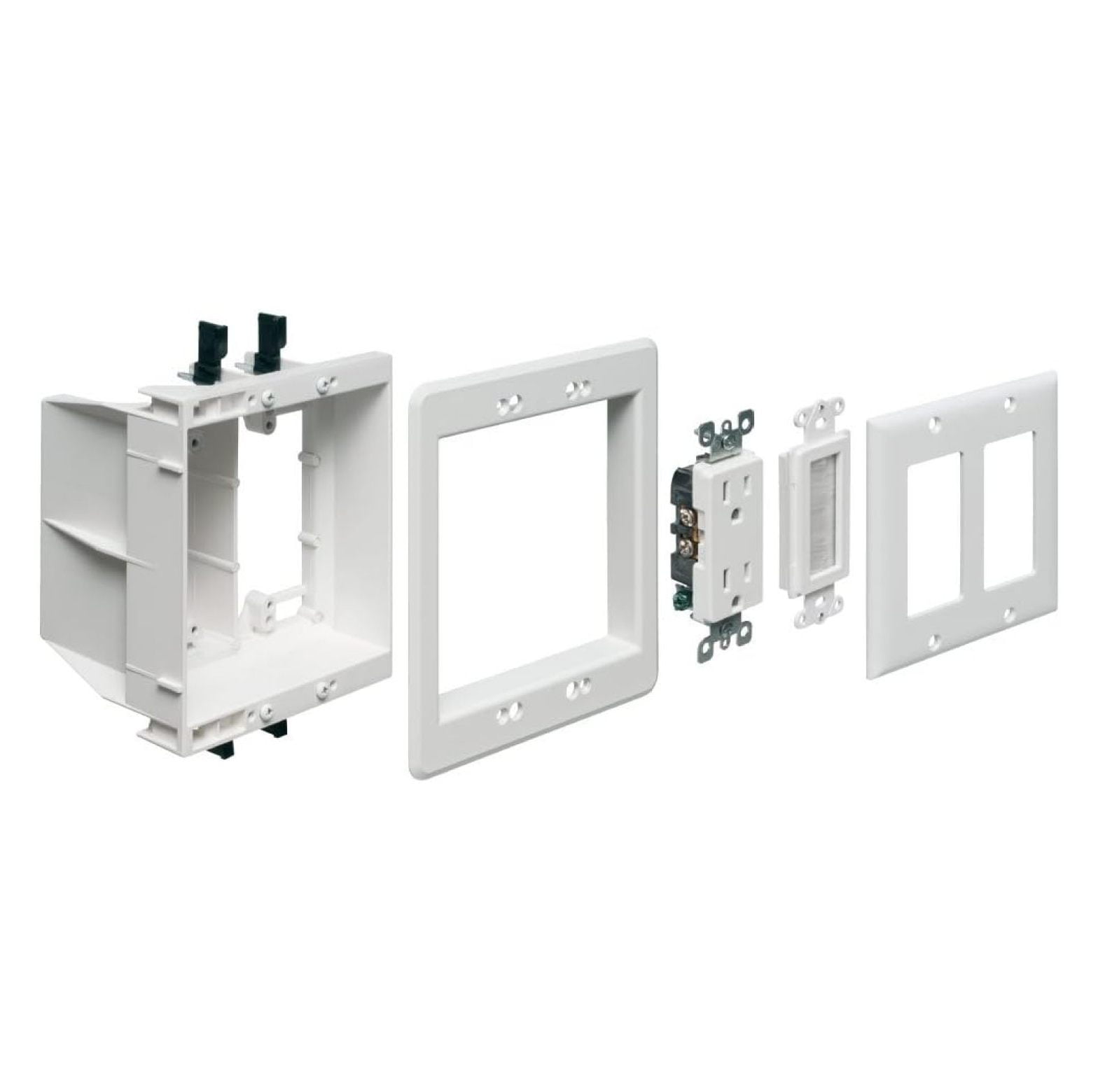 Exlonjet TVBU505K-1 TV Box Recessed Outlet Wall Plate Kit with ...