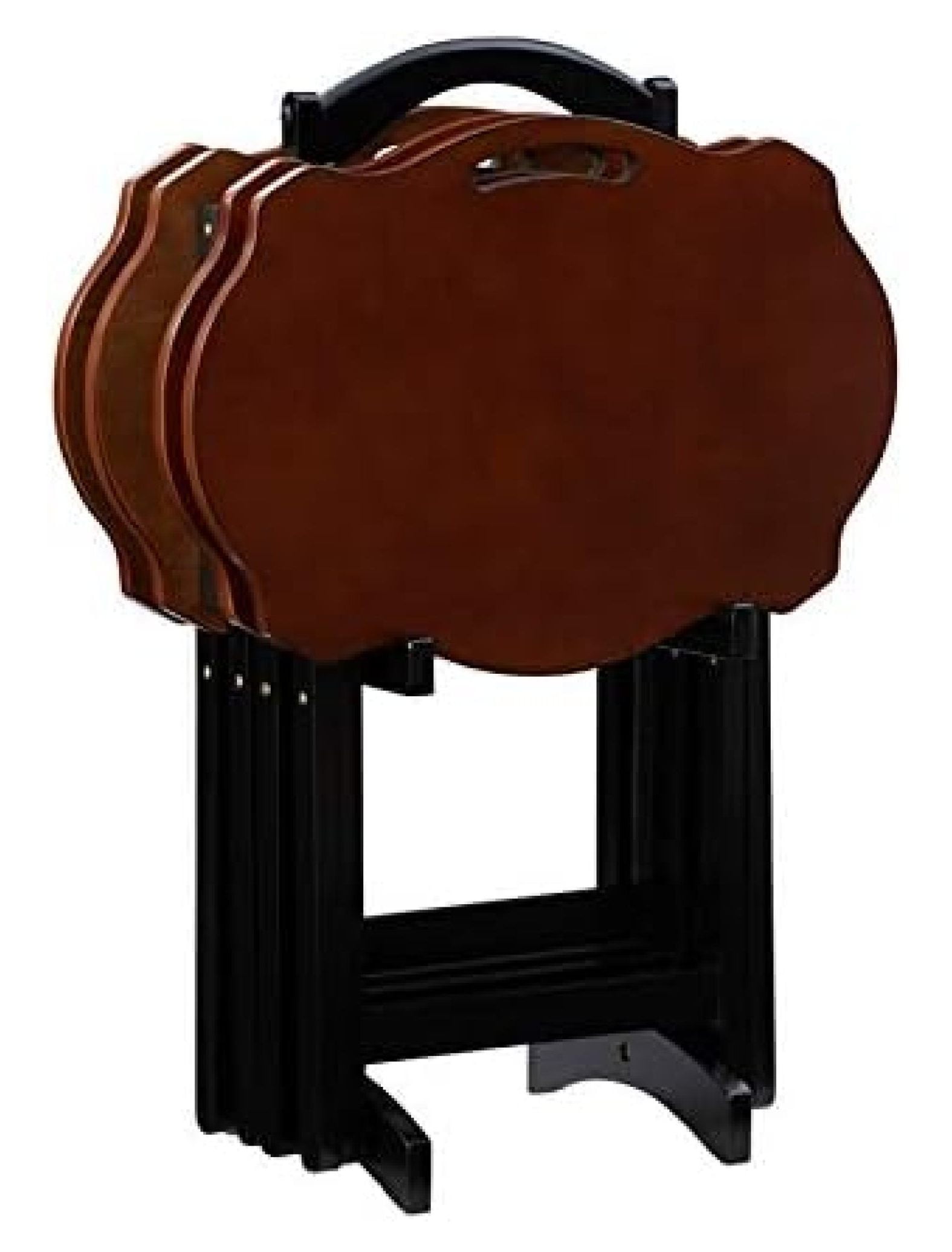 Exlonjet Traditional 5-Piece Okume Veneer and Solid Wood Tray Table Set ...