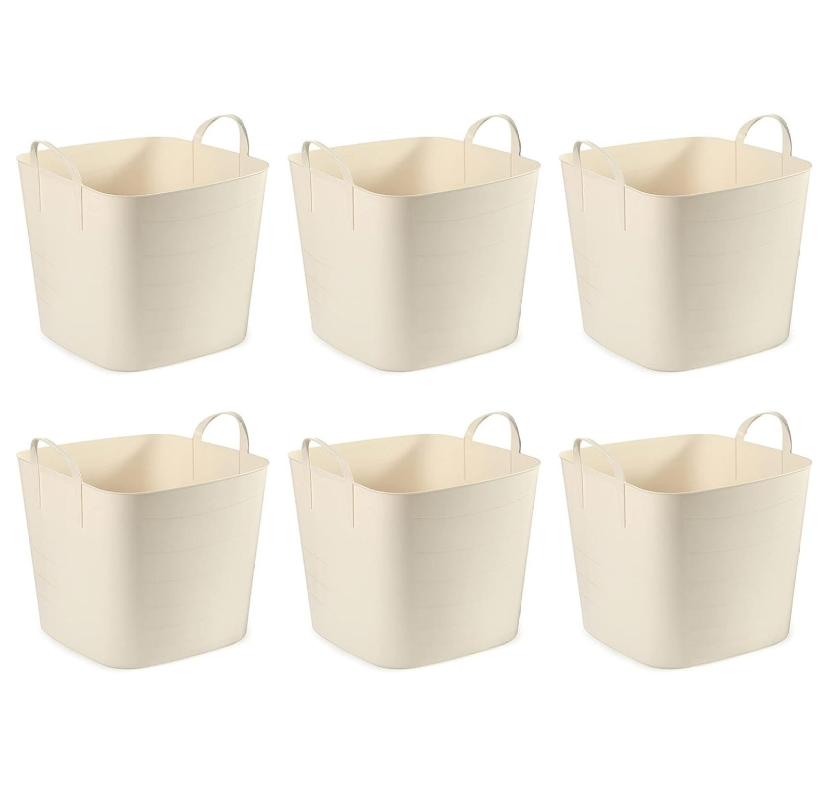Exlonjet Tub 25L Tan Tub Basket 6.6 Gal Plastic Storage Tote Bin w ...