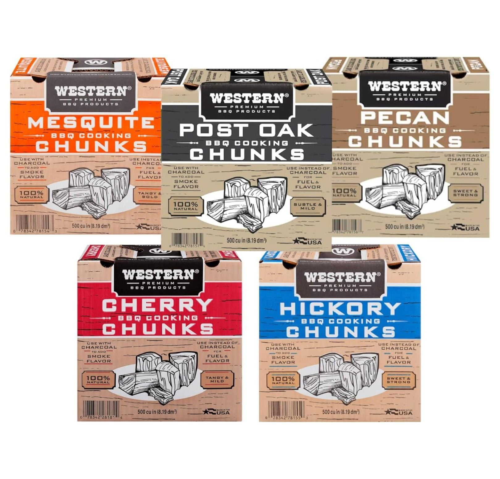 Exlonjet Western Wood 500 cu in Wood Chunk Variety Pack (Hickory ...