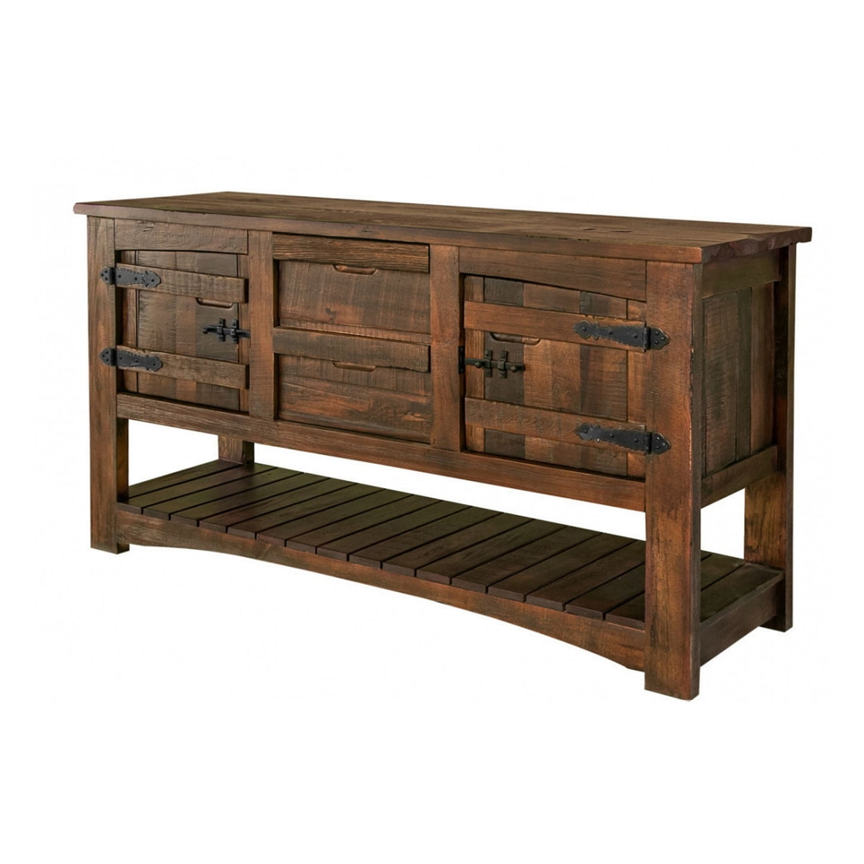 Exo 50 Inch Cocktail Coffee Table, 4 Drawers, Pine Wood, Rustic Brown ...