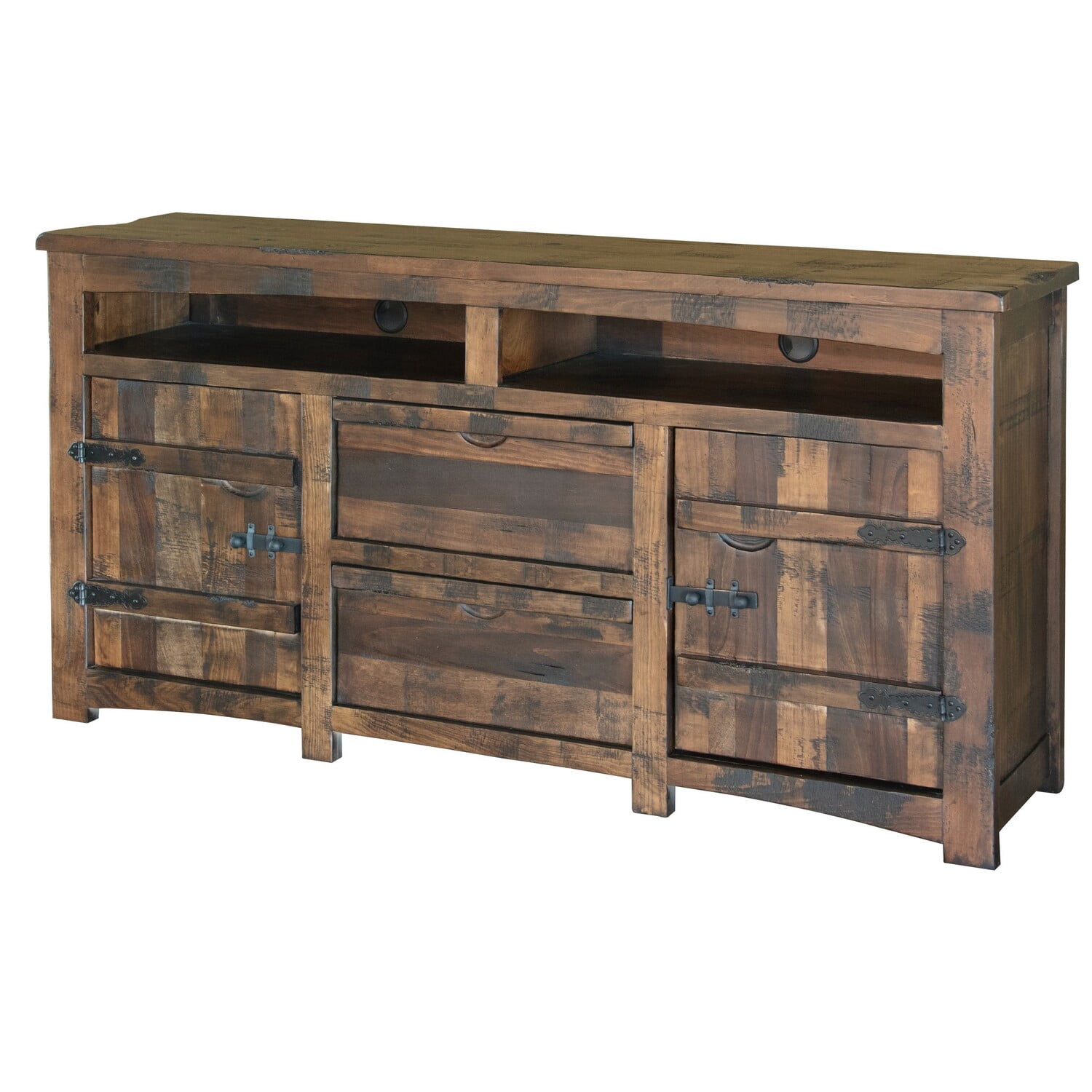 Exo 60 Inch TV Media Entertainment Console, 2 Doors, Rustic Brown Pine ...