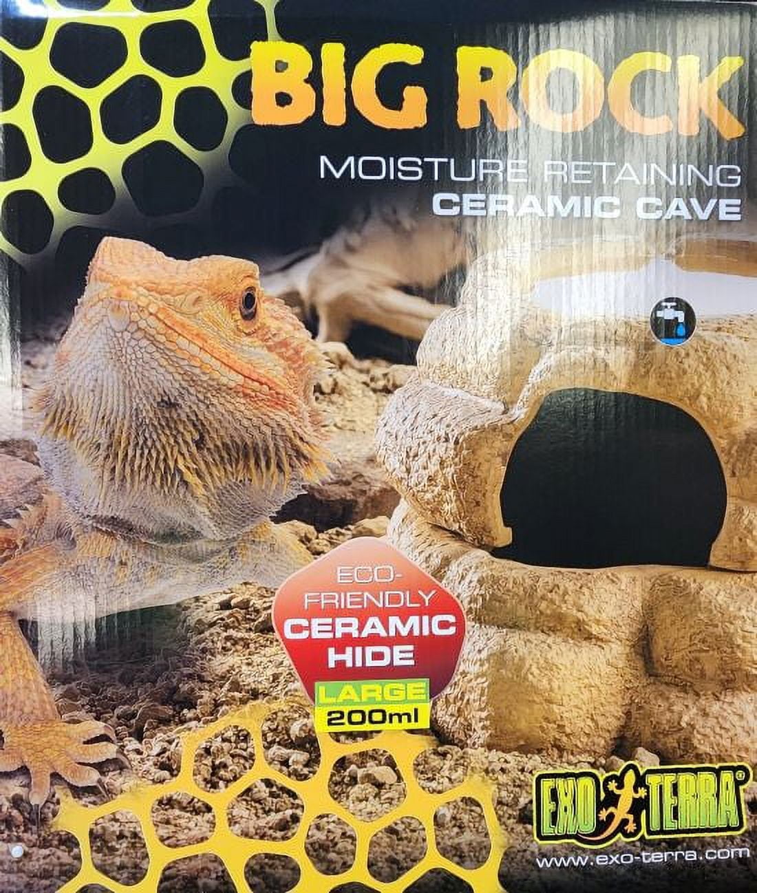 Exo Terra Big Rock Ceramic Cave, Large, Secure Moist Hide for Reptiles ...