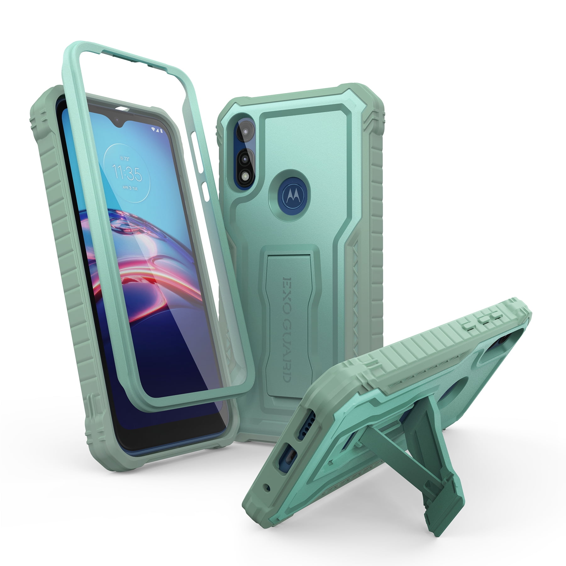 ExoGuard For Moto E Case, Phone Case with Screen Protector and Kickstand (Green) - Walmart.com