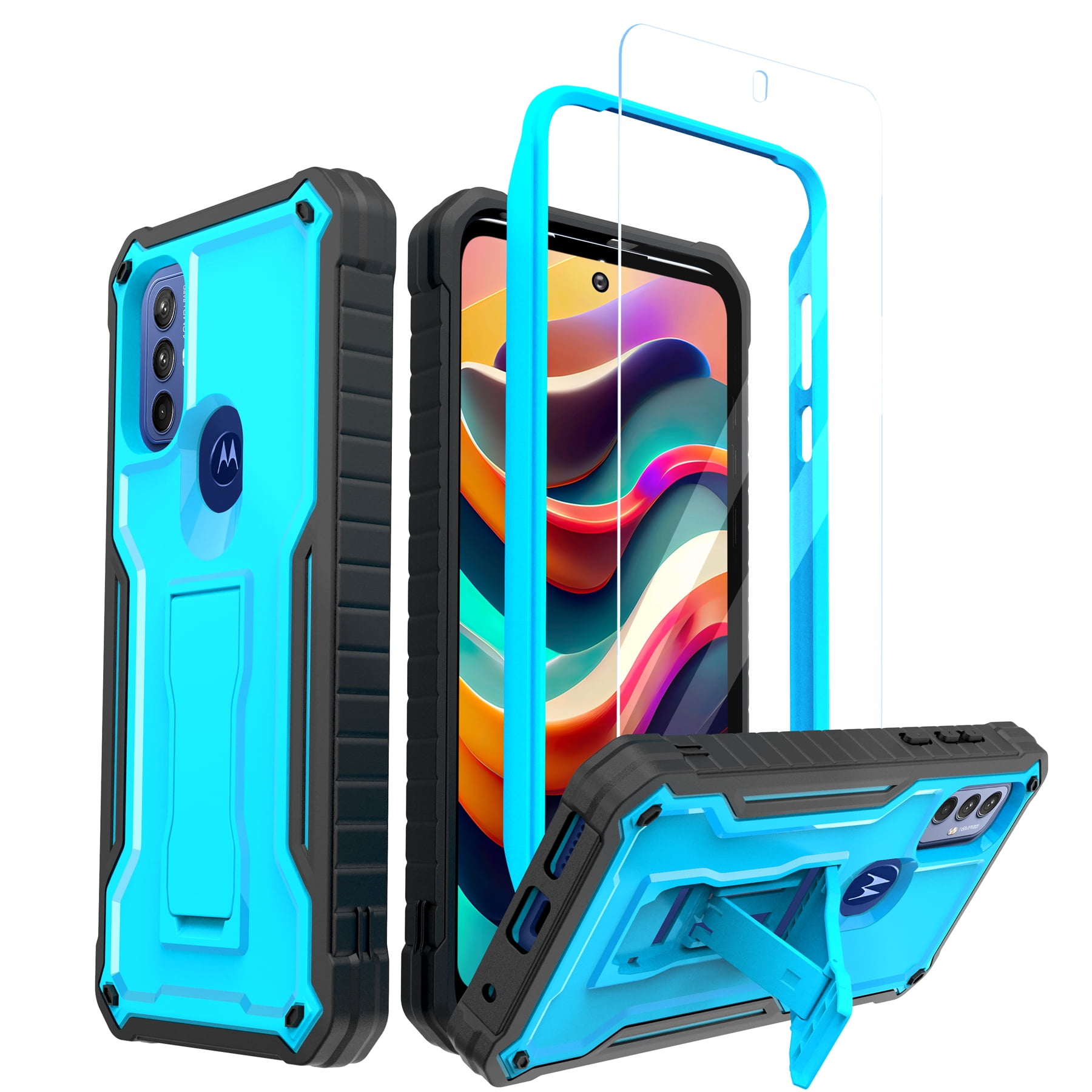 ExoGuard For Moto G Play 2023 Case, Phone Case with Screen Protector and Kickstand (Blue ...