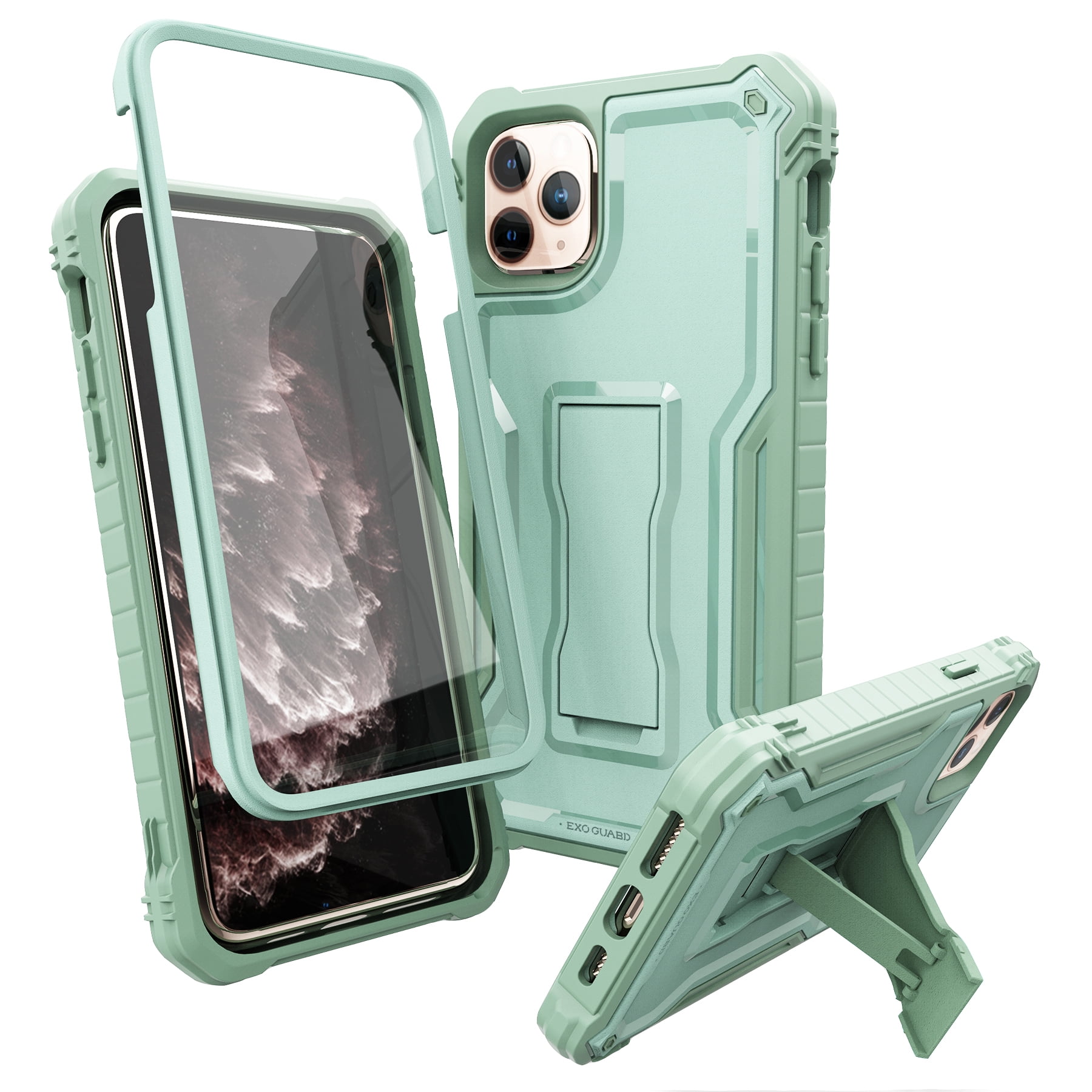 ExoGuard For iPhone 11 Pro Max Case, Phone Case with Screen Protector and Kickstand (Green ...