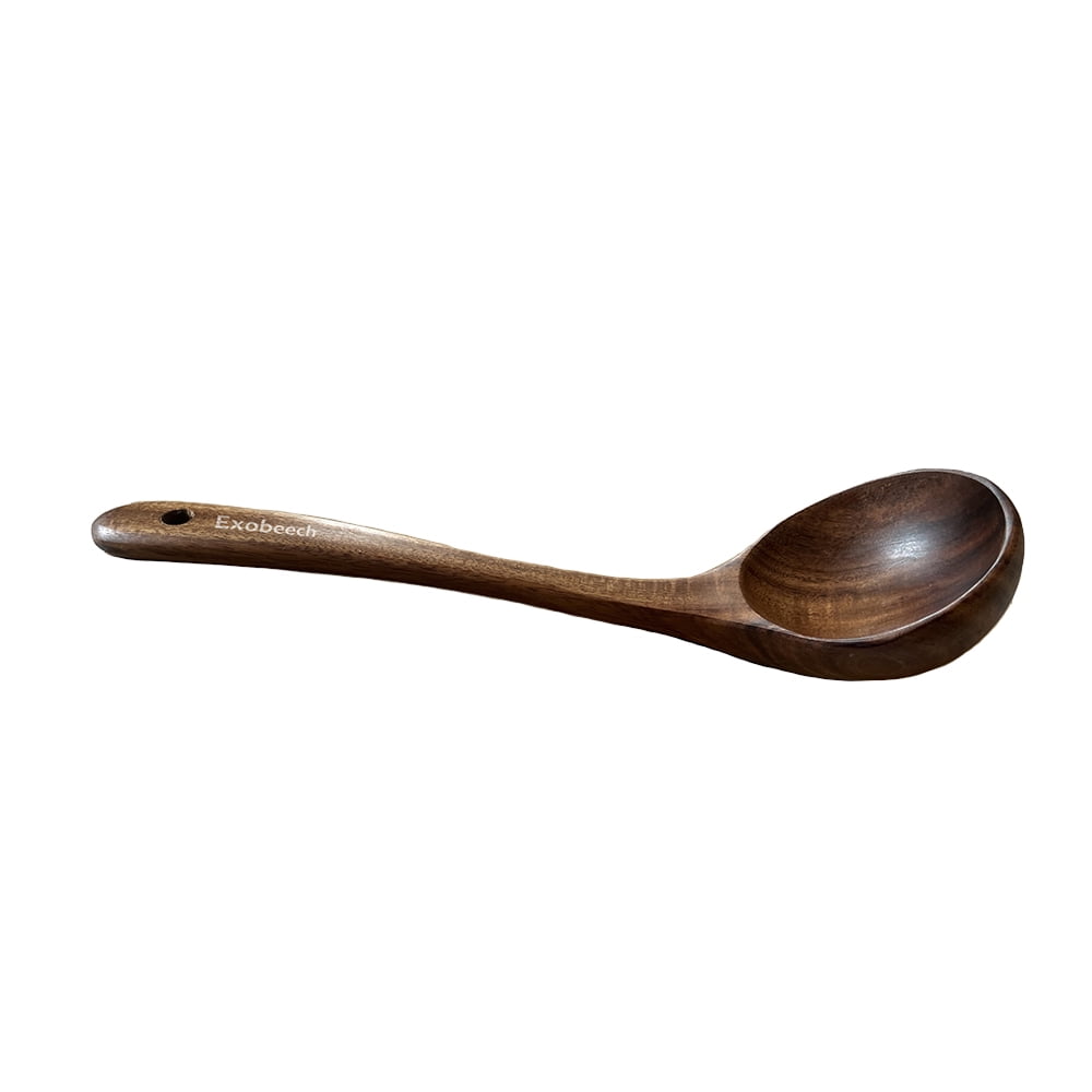 Exobeech Wooden cooking spoons, Natural Premium Teak Wood Corner Spoon ...
