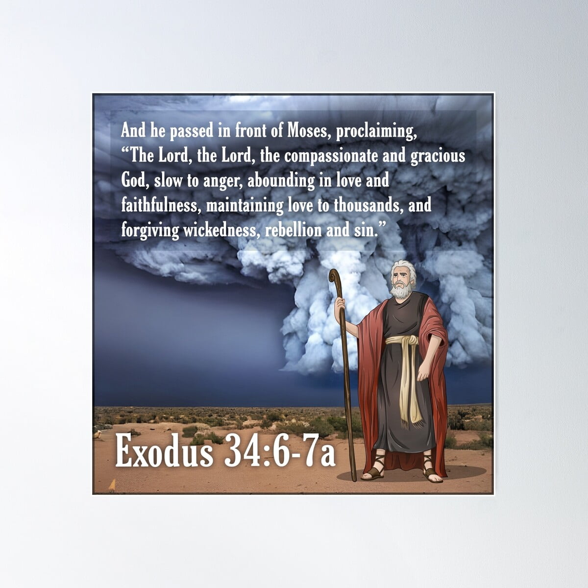 Exodus 34:6-7A Poster Wall Art, Modern Wall Decor For Living Room ...