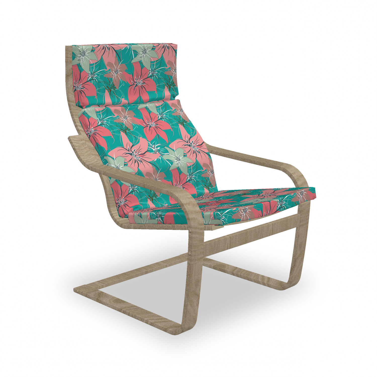Exotic Armchair Pad and Slipcover, Hawaiian Summer Flowers with ...
