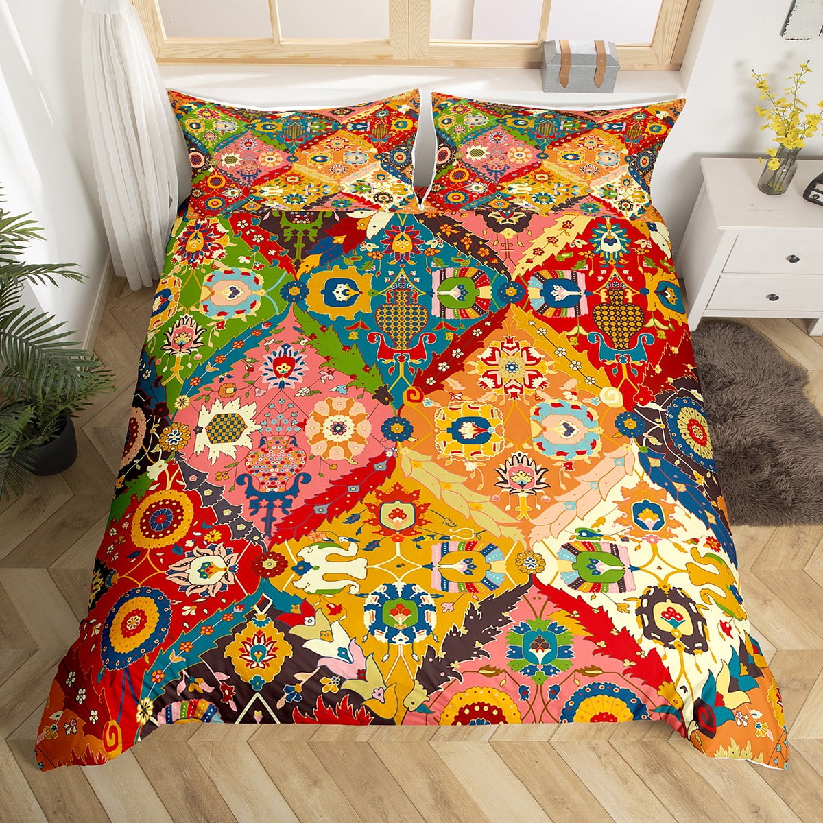 Exotic Baroque Bedding Set Ethnic Mandala Comforter Cover Watercolor ...
