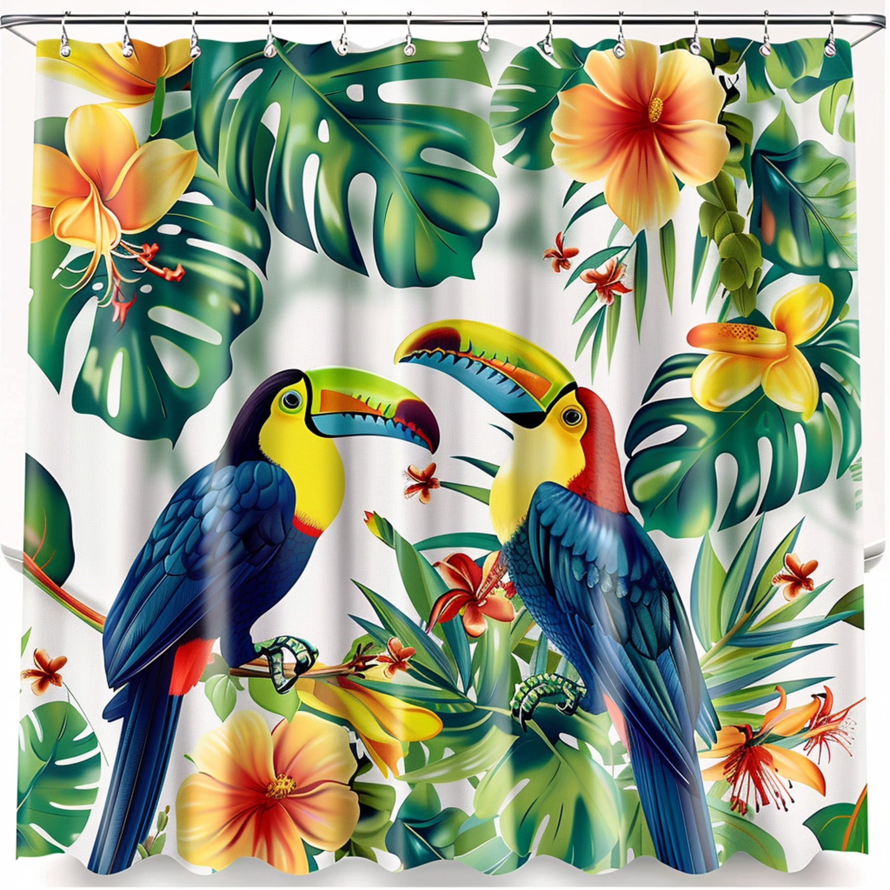 Exotic Birds Tropical Rainforest Shower Curtain Vibrant Toucans