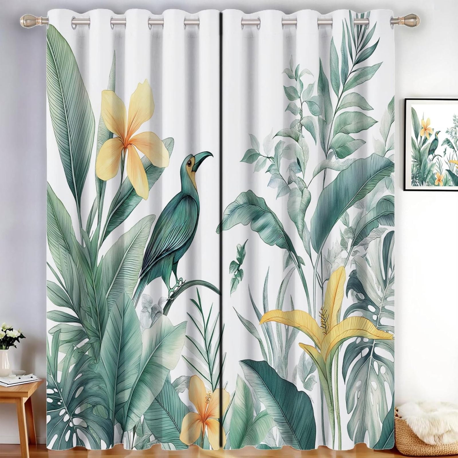 Exotic Blackout Curtains & Drapes 2 Panels Set For Living Room, Thermal ...