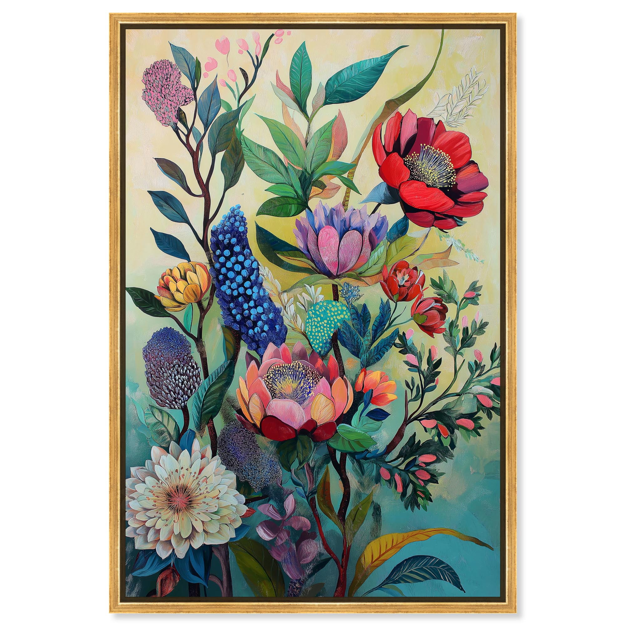 Exotic Bloom Medley II Canvas Chic Floral Art by Art Remedy, Gold Frame ...