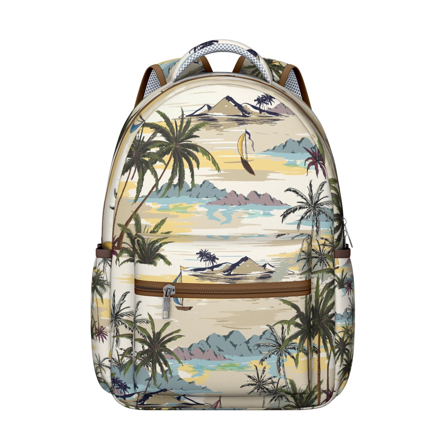 Exotic Botanical School Backpack Tropical Floral Hawaiian Print Jungle ...