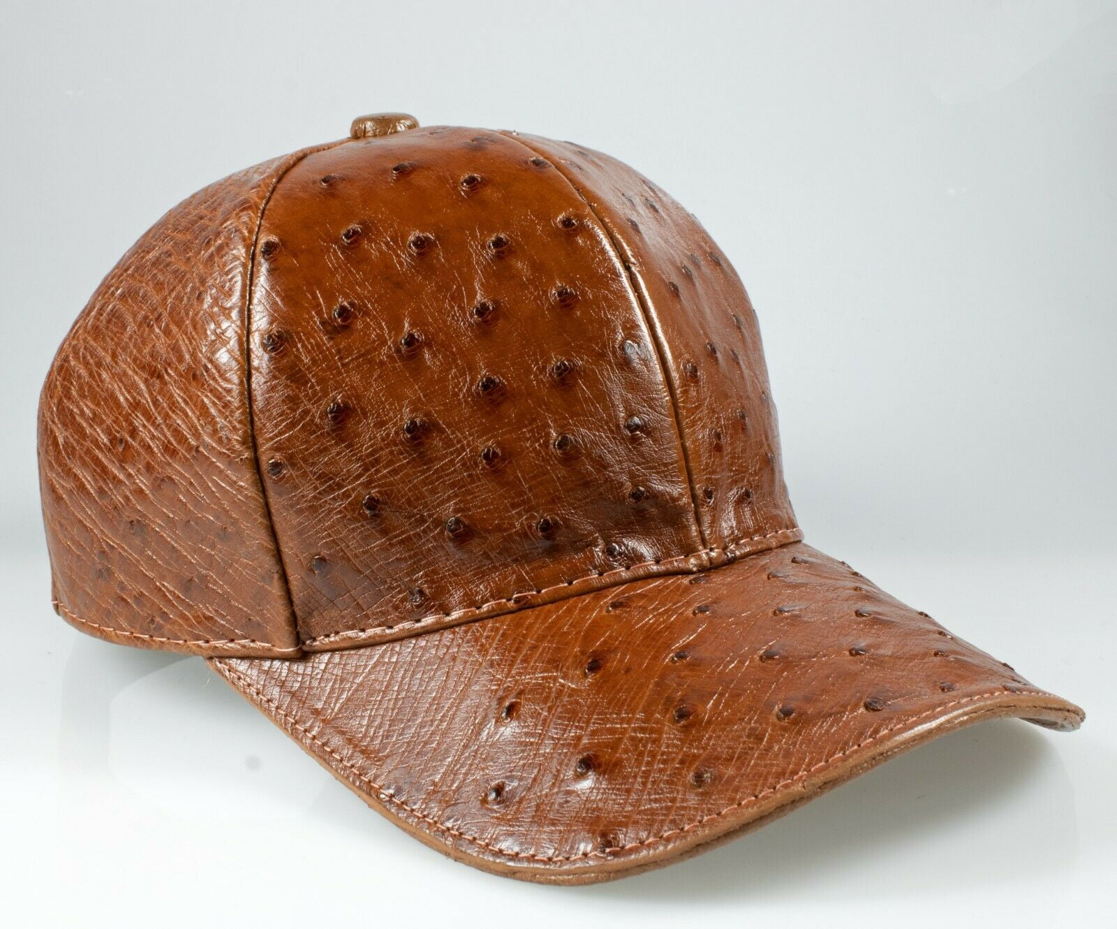 Exotic Cap Genuine Ostrich Leather Color Cognac Adult Size Adjustable ...