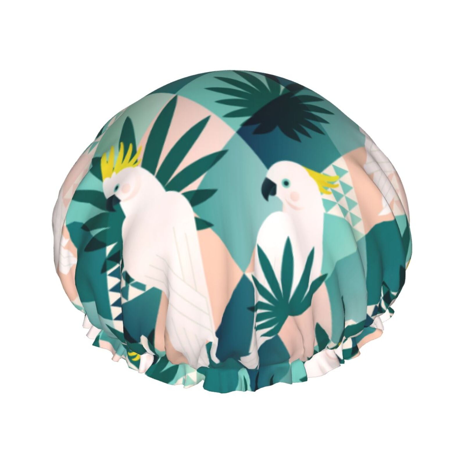 Exotic Cockatoo Parrot White Shower Cap, Reusable Bath Hair Hat for all ...