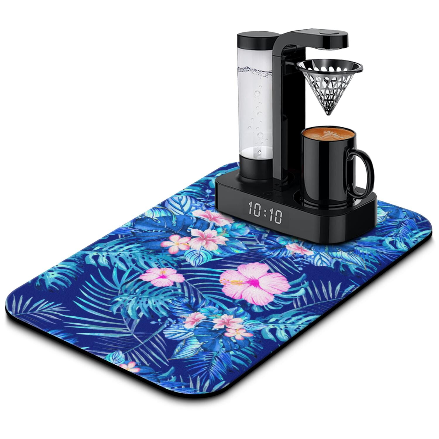 Exotic Colorful Jungle Coffee Bar Mat - Eco-Friendly Absorbent Pad with ...