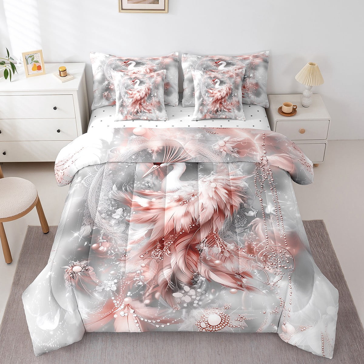 Exotic Crane Bedding Set 7 Pcs Boho Dream Catcher Bed In A Bag Full ...