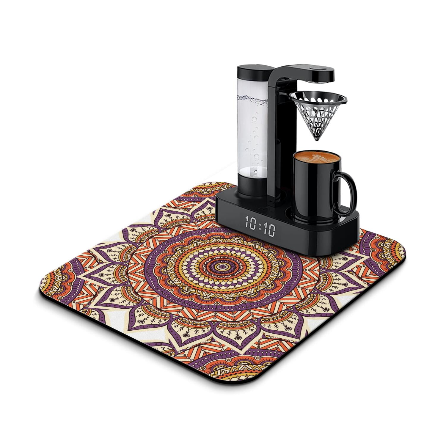 Exotic Cultural Coffee Bar Mat - Non-Slip Kitchen Mat with Paisley ...
