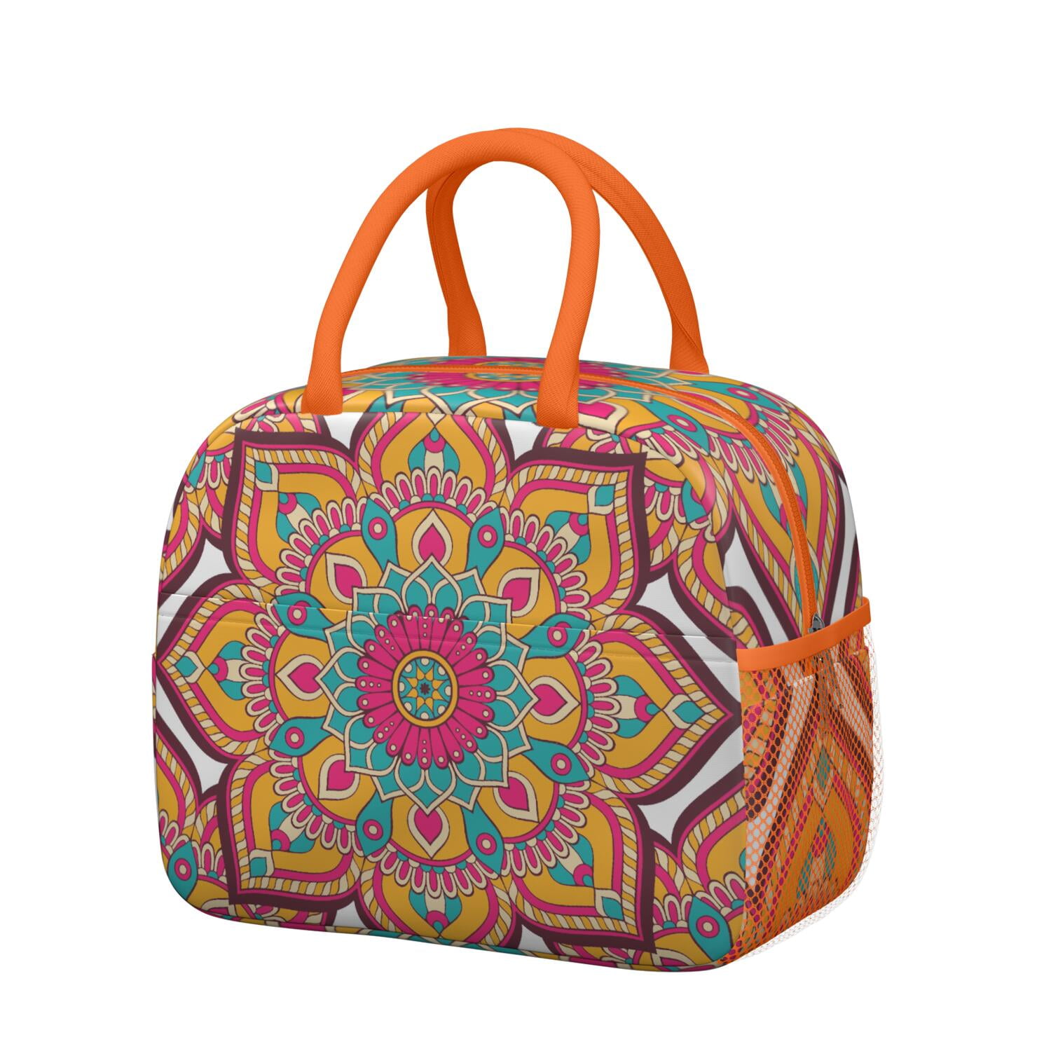 Exotic Cultural Mandala Lunch Bag - Thermal Insulation & Outer Pocket ...