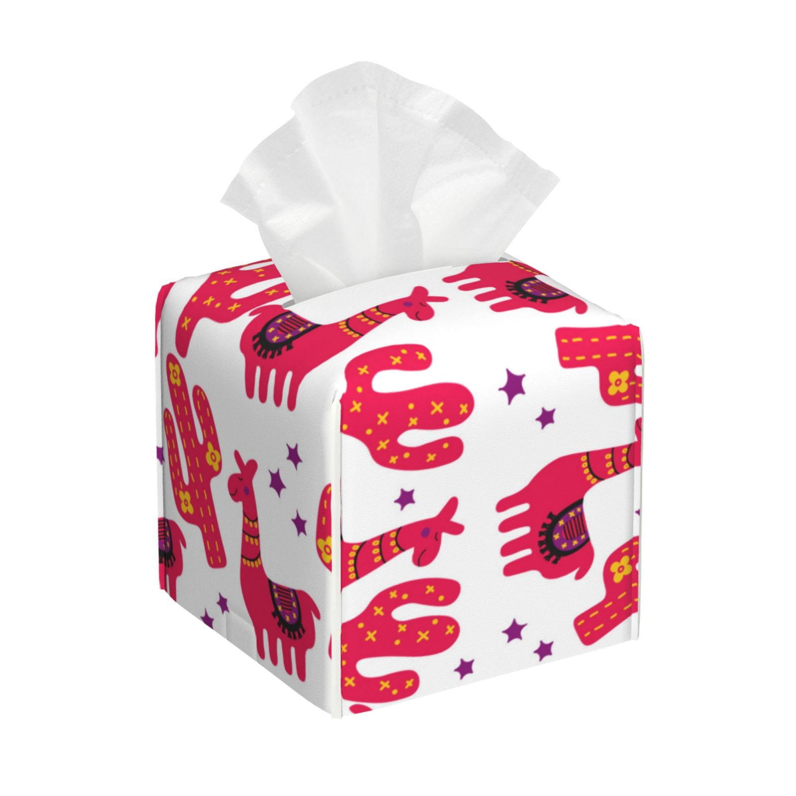 Exotic Cute Alpaca Cactus Red Tissue Box Cover, Tissue Box Holder ...