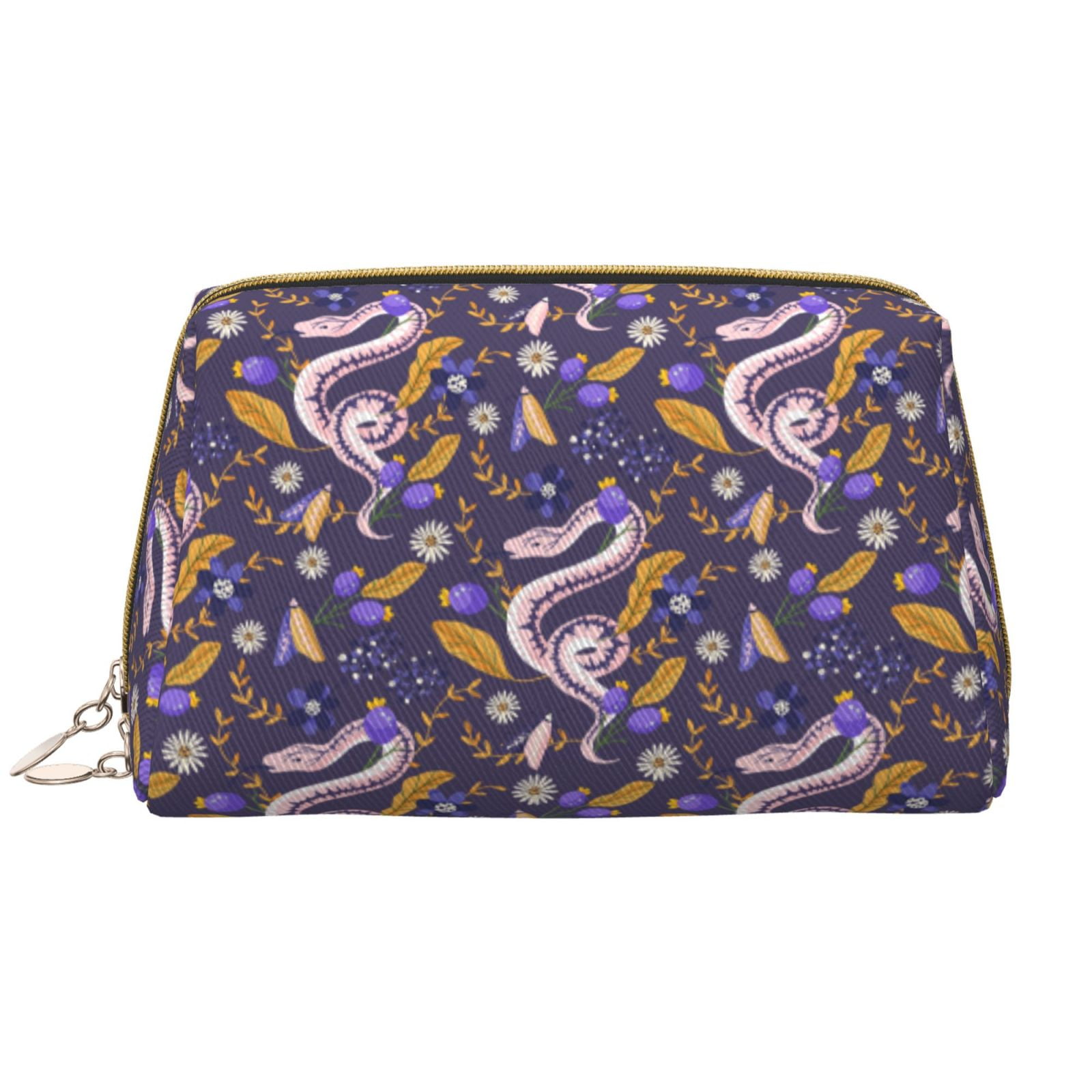 Exotic Cute Snake Plant Purple Makeup Bag, Large Capacity Cosmetic Bag ...