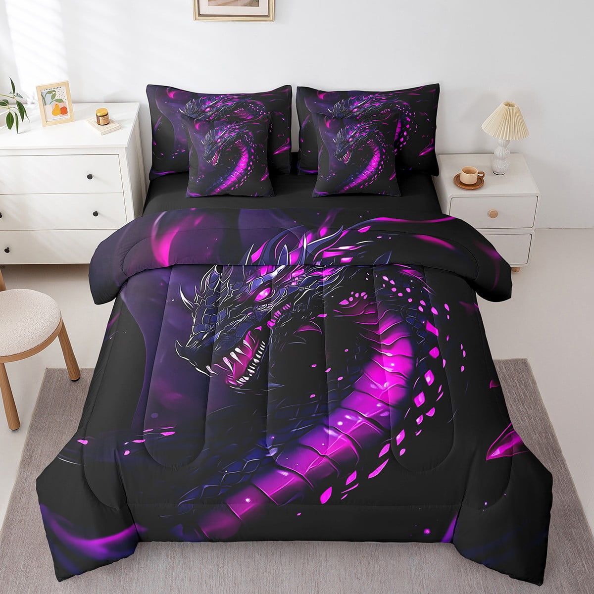 Exotic Dragon Bedding Set,3D Gothic Wildlife Bed In A Bag With Sheets ...