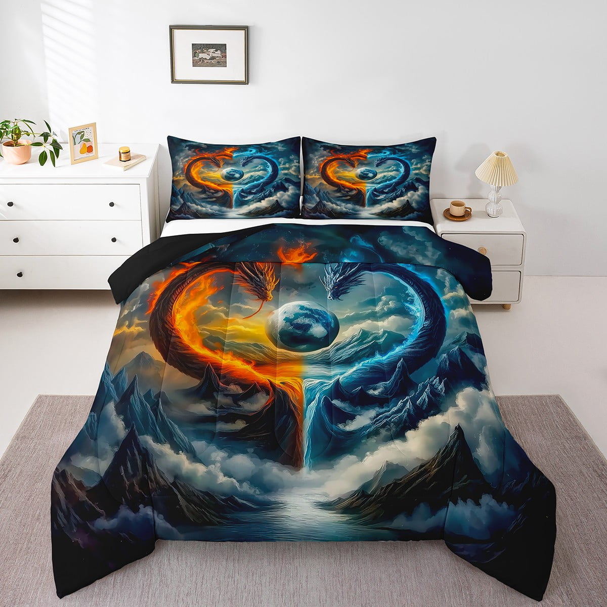 Exotic Dragon Comforter Sets Full Size,Dragon Fighting Bedding ...