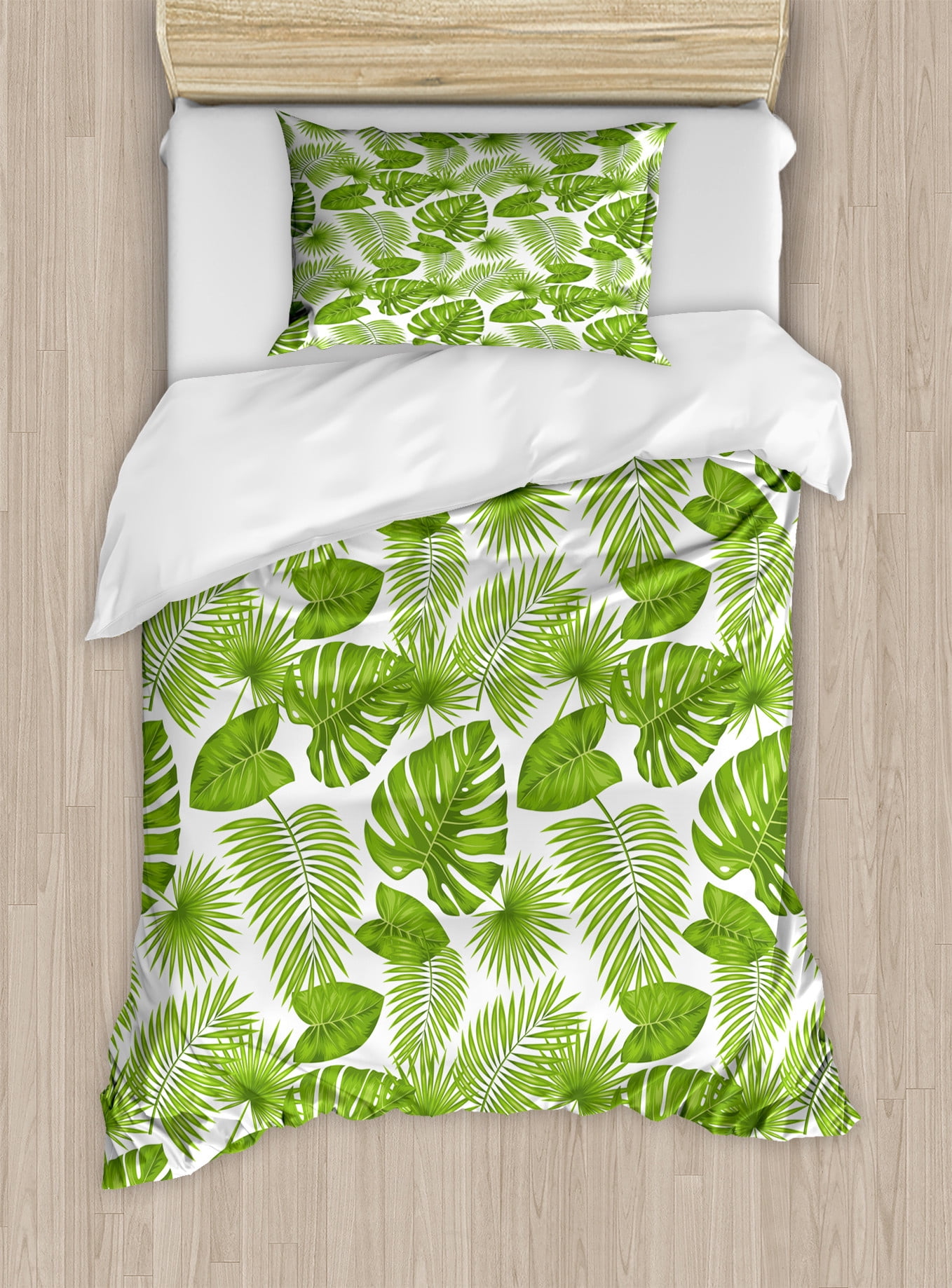 Exotic Duvet Cover Set, Repeating Tropical Forest Themed Pattern of ...