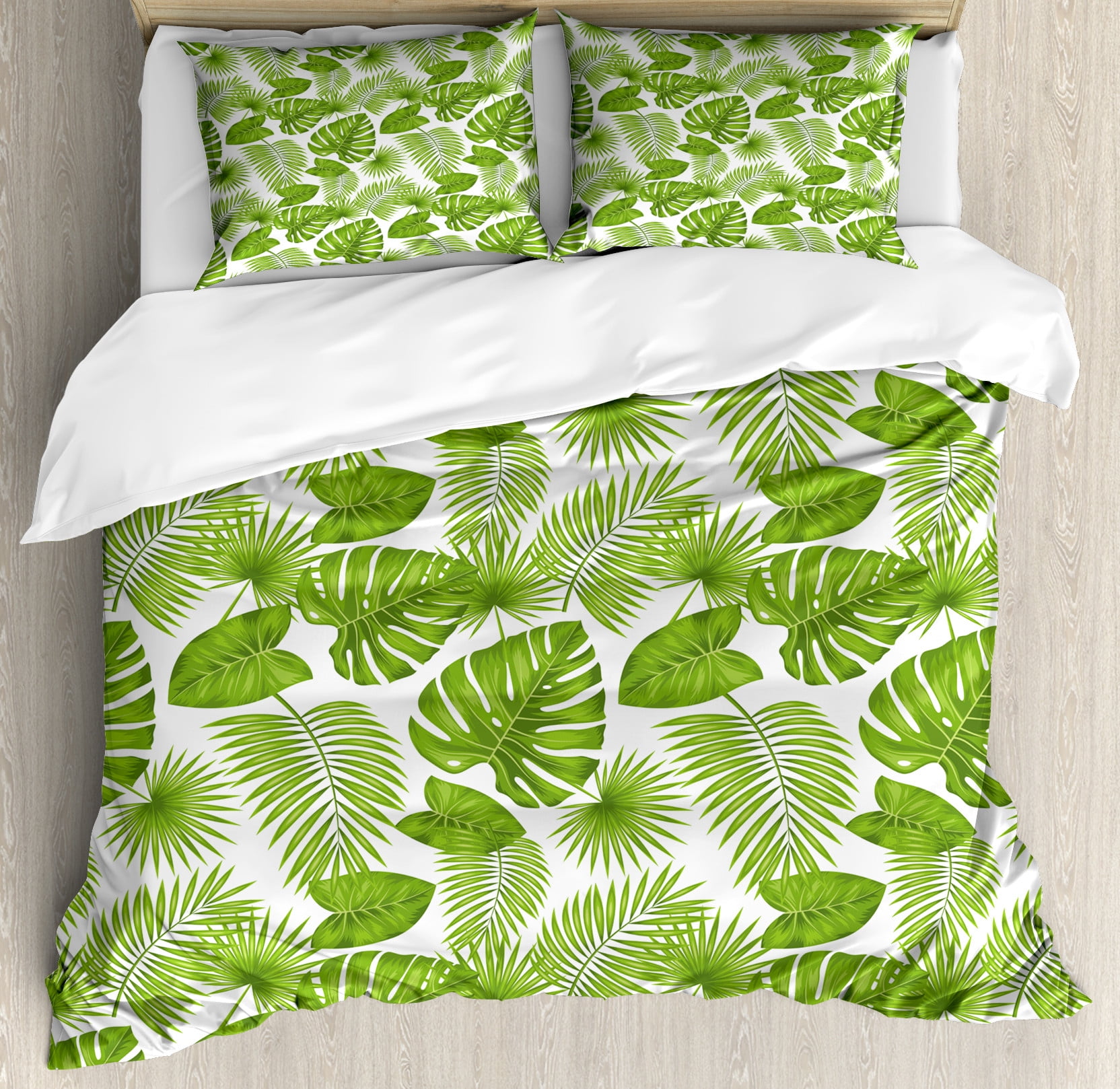 Exotic Duvet Cover Set, Repeating Tropical Forest Themed Pattern of ...