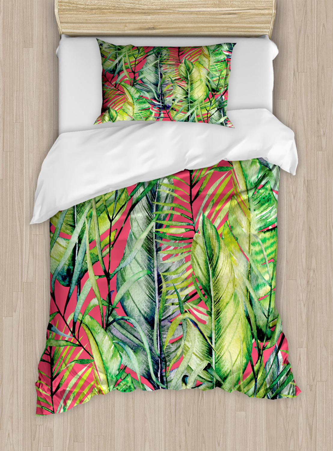 Exotic Duvet Cover Set, Tropical Layout of Leaves Plantation Hawaiian ...