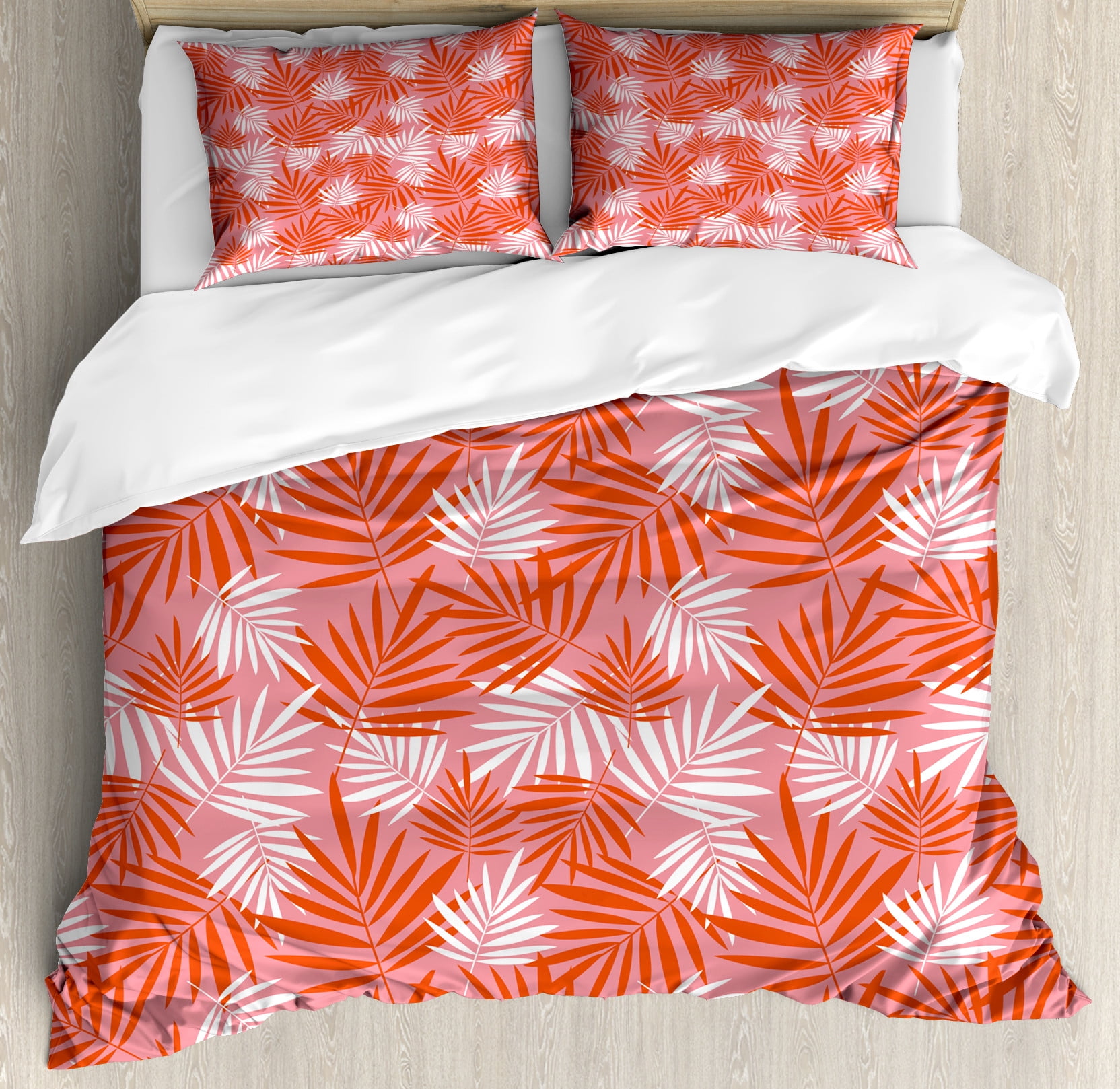 Exotic Duvet Cover Sets, Vibrant Palm Leaves Long Tropical Botany Items ...
