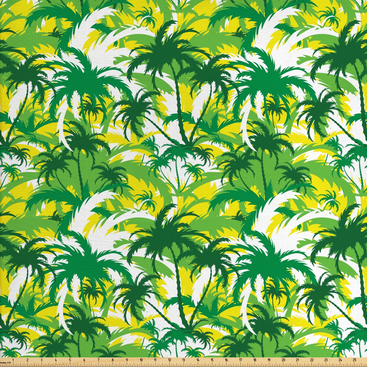 Ambesonne Exotic Fabric by the Yard Upholstery, Hawaiian Palm Trees ...