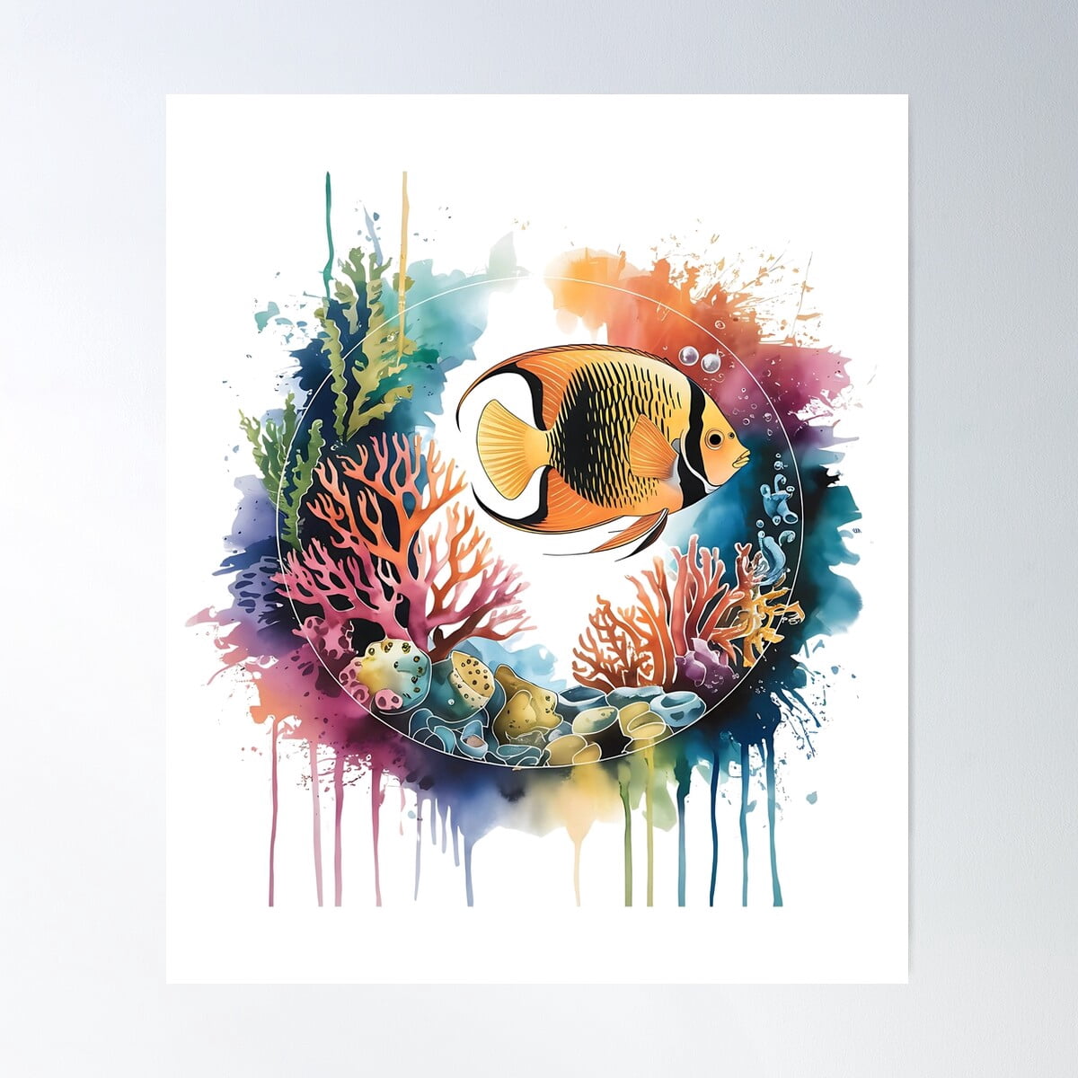 Exotic Fish On Coral Reef Poster Wall Art Modern Wall Decor For Living ...