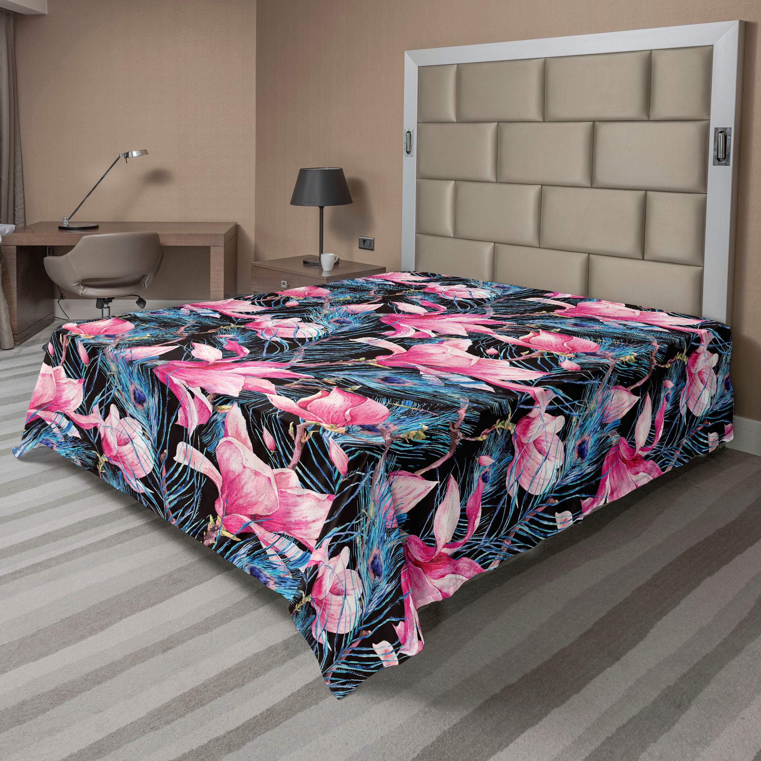 Ambesonne Exotic Flat Bedding Sheet Soft Top Sheet, Tropical Design ...