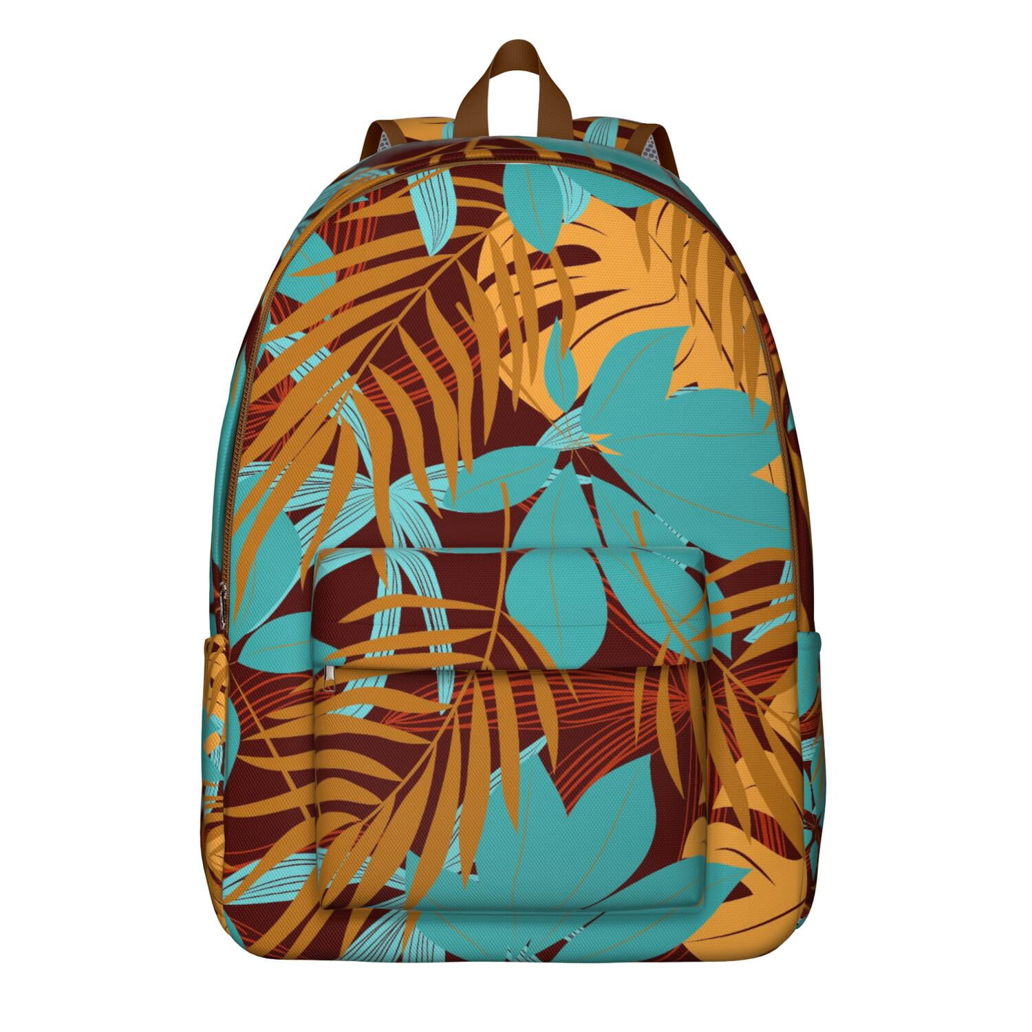 Exotic Floral Backpack, Tropical Hawaiian Print School Bag with Jungle ...