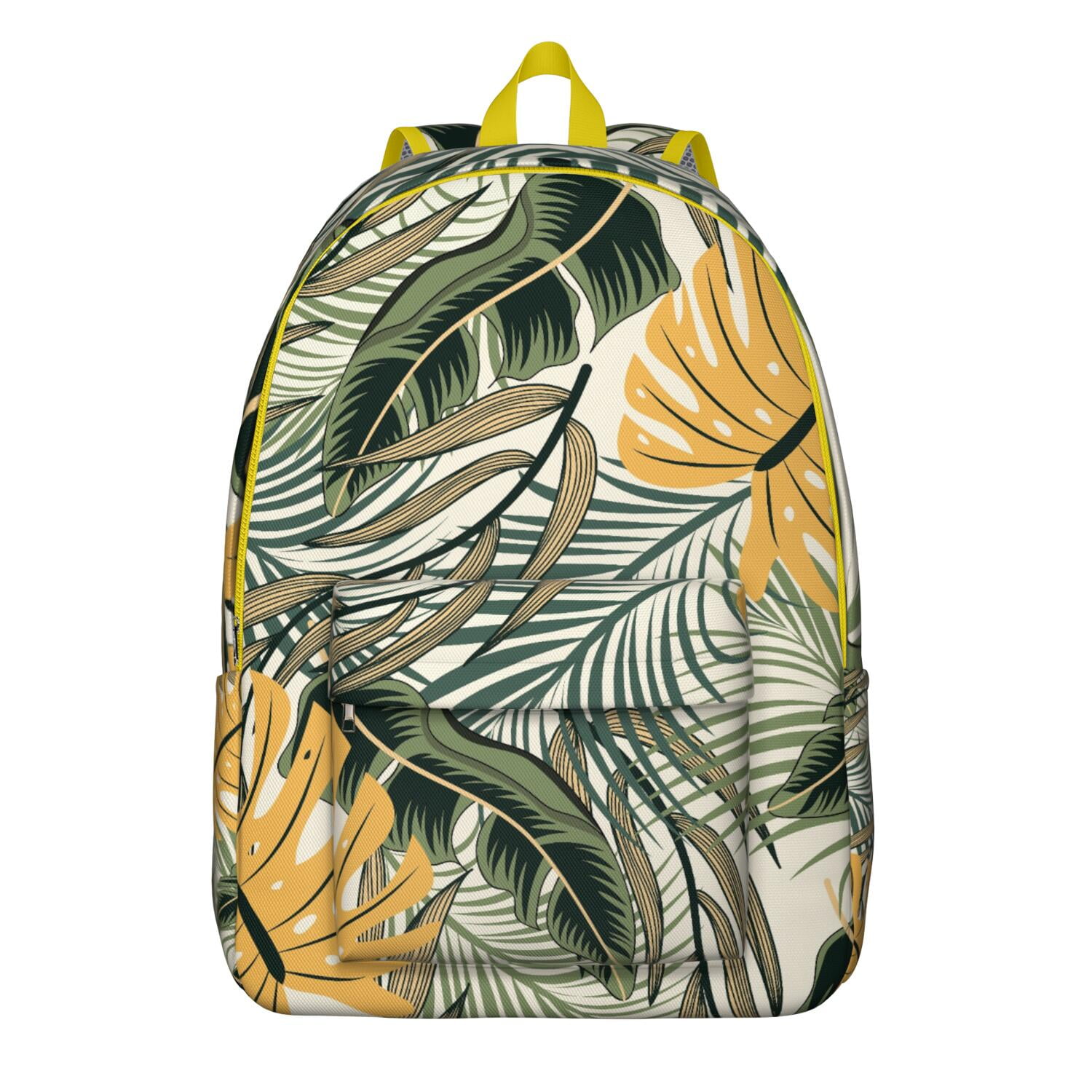 Exotic Floral Backpack, Tropical Hawaiian Print School Bag with Jungle ...