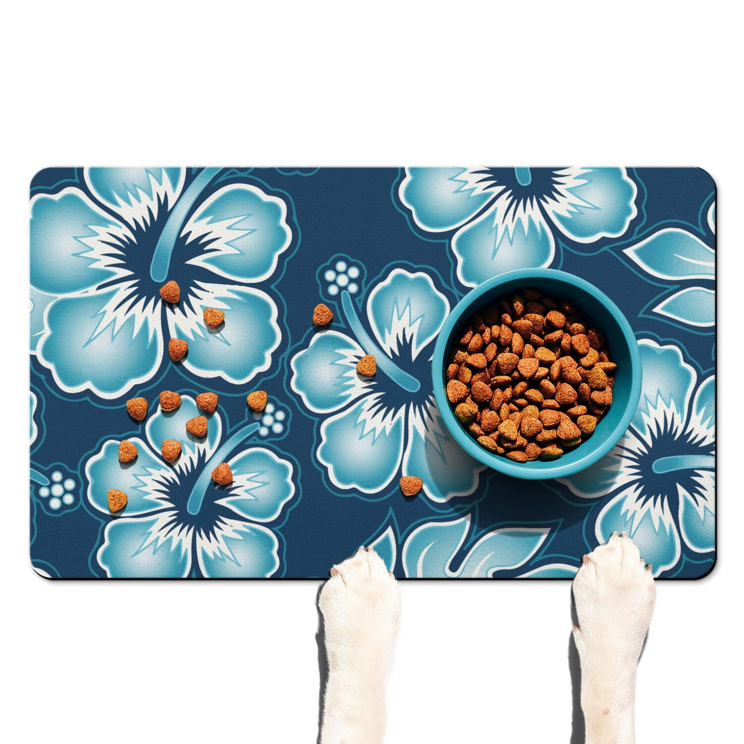 Exotic Floral Dog Food Spill Mat - Waterproof and Durable, Soft Surface ...