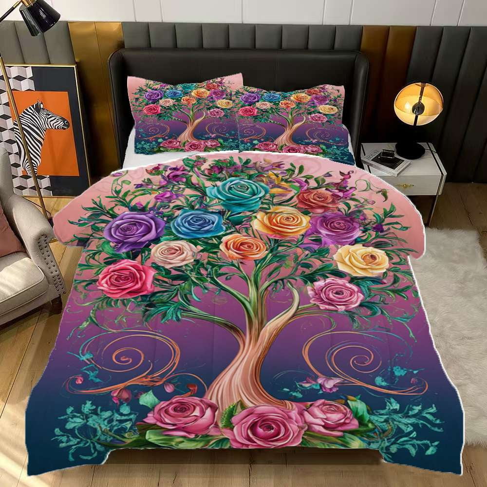 Exotic Floral Jungle Bloom Comforter Set Twin Size Bedding Set For Travl Bedroom Decor Quilt ...