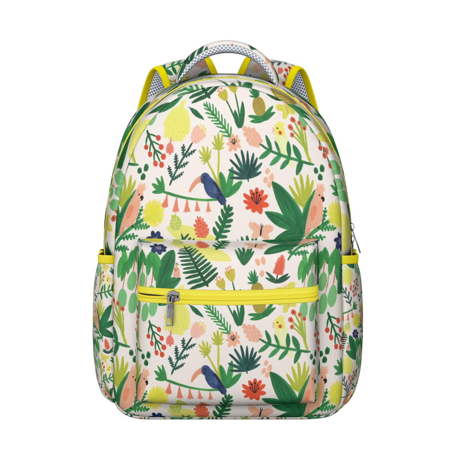 Exotic Floral School Backpack Hawaiian Print Jungle Leaf Design Vibrant ...