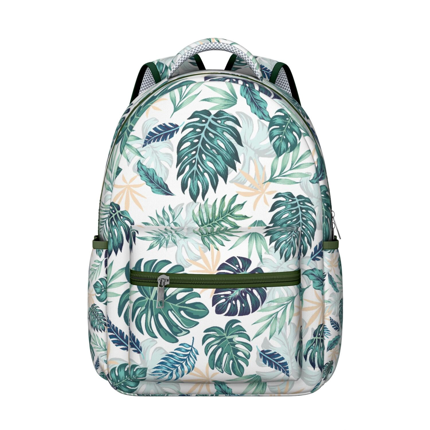 Exotic Floral School Backpack Hawaiian Print Jungle Leaf Design Vibrant ...